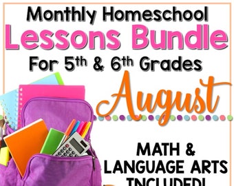 August Homeschool Lessons for 1st and 2nd Grade Math & Language Arts ...
