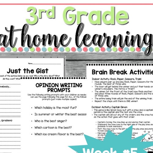 3rd Grade at Home Learning Activities Week 2 - Etsy