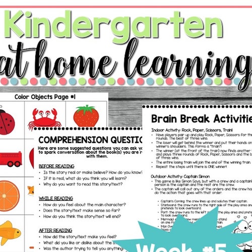 Kindergarten at Home Learning Activities Bundle - Etsy