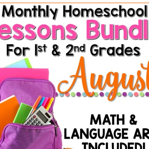 August Homeschool Lessons for 1st and 2nd Grade Math & - Etsy
