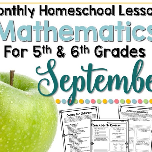 September Homeschool Lessons for 5th and 6th Grade Math & - Etsy