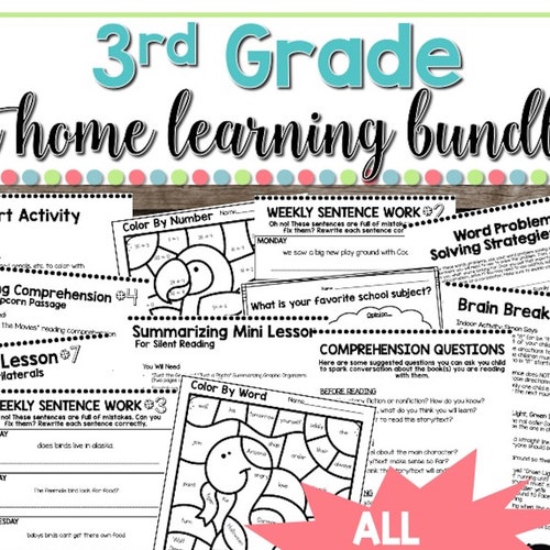4th Grade at Home Learning Activities Bundle - Etsy