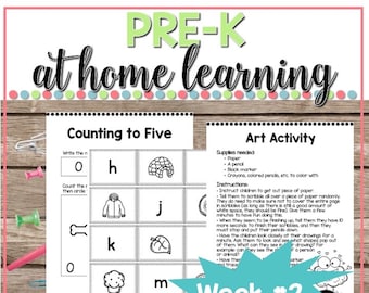 Pre-k at Home Learning Activities Week 1 - Etsy