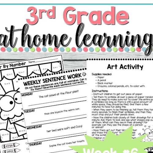 3rd Grade at Home Learning Activities Week 2 - Etsy