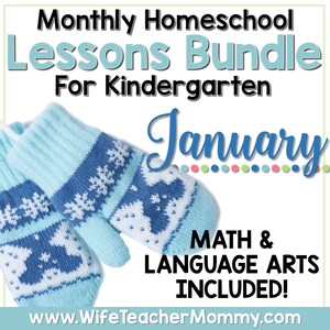 January Homeschool Lessons Kindergarten Math & Language Arts Mini ...