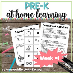 Pre-k at Home Learning Activities Week #1 - Etsy