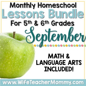 September Homeschool Lessons for 5th and 6th Grade Math & Language Arts ...