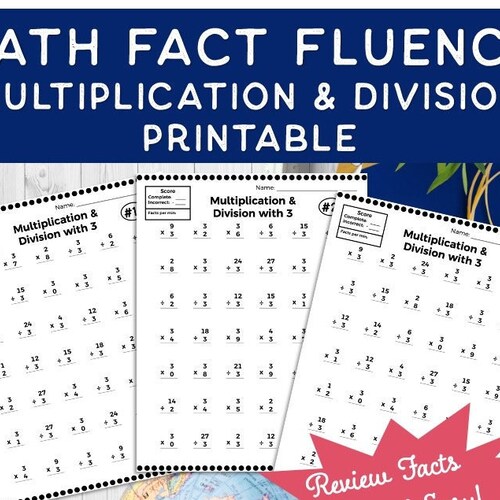 Math Fact Fluency: Multiplication & Division Facts PRINTABLE - Etsy