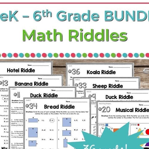 36 Weeks of Math Riddles for 6th Grade - Etsy