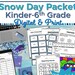 Lower and Upper Grade Snow Day Packet digital and Print | Etsy