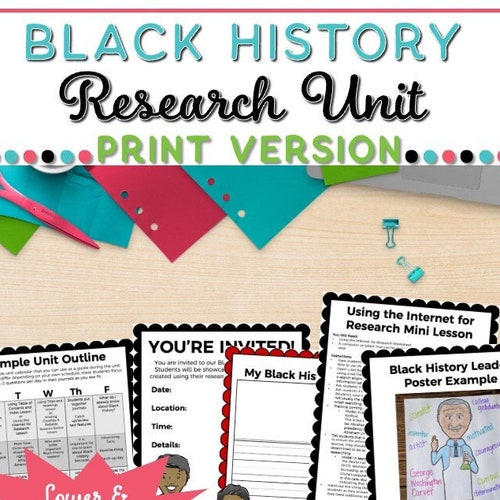 Lower and Upper Grades Black History Research Unit print | Etsy