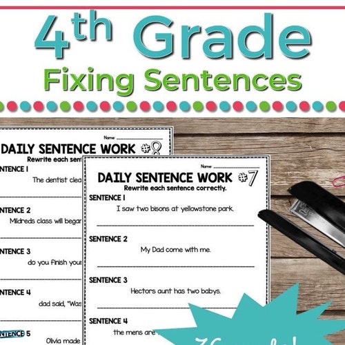 36 Weeks of Fixing Sentences for 4th Grade - Etsy