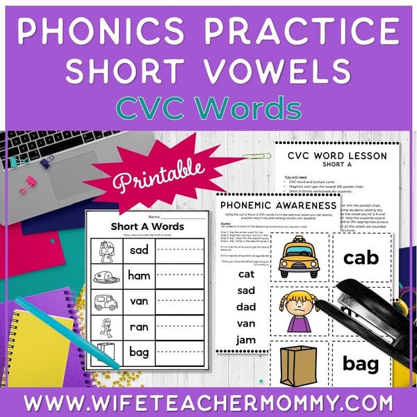 Cvc Vowel Worksheet - Etsy