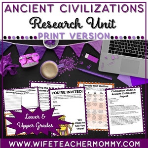 Lower and Upper Grades Ancient Civilizations Research Unit (print ...