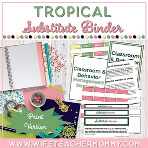 Editable Tropical Substitute Binder (print Version) - Etsy