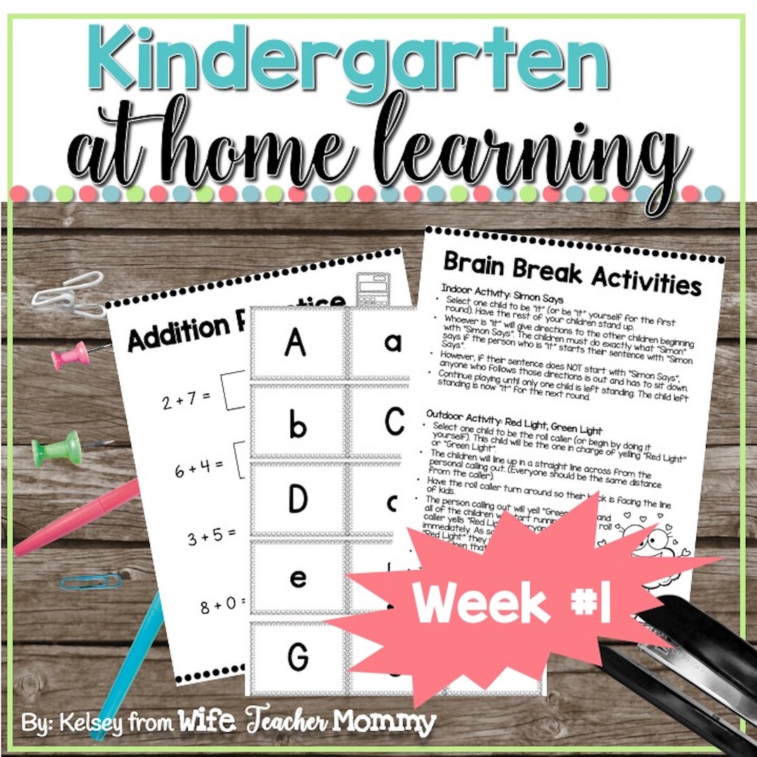Kindergarten at Home Learning Activities Week #1 - Etsy