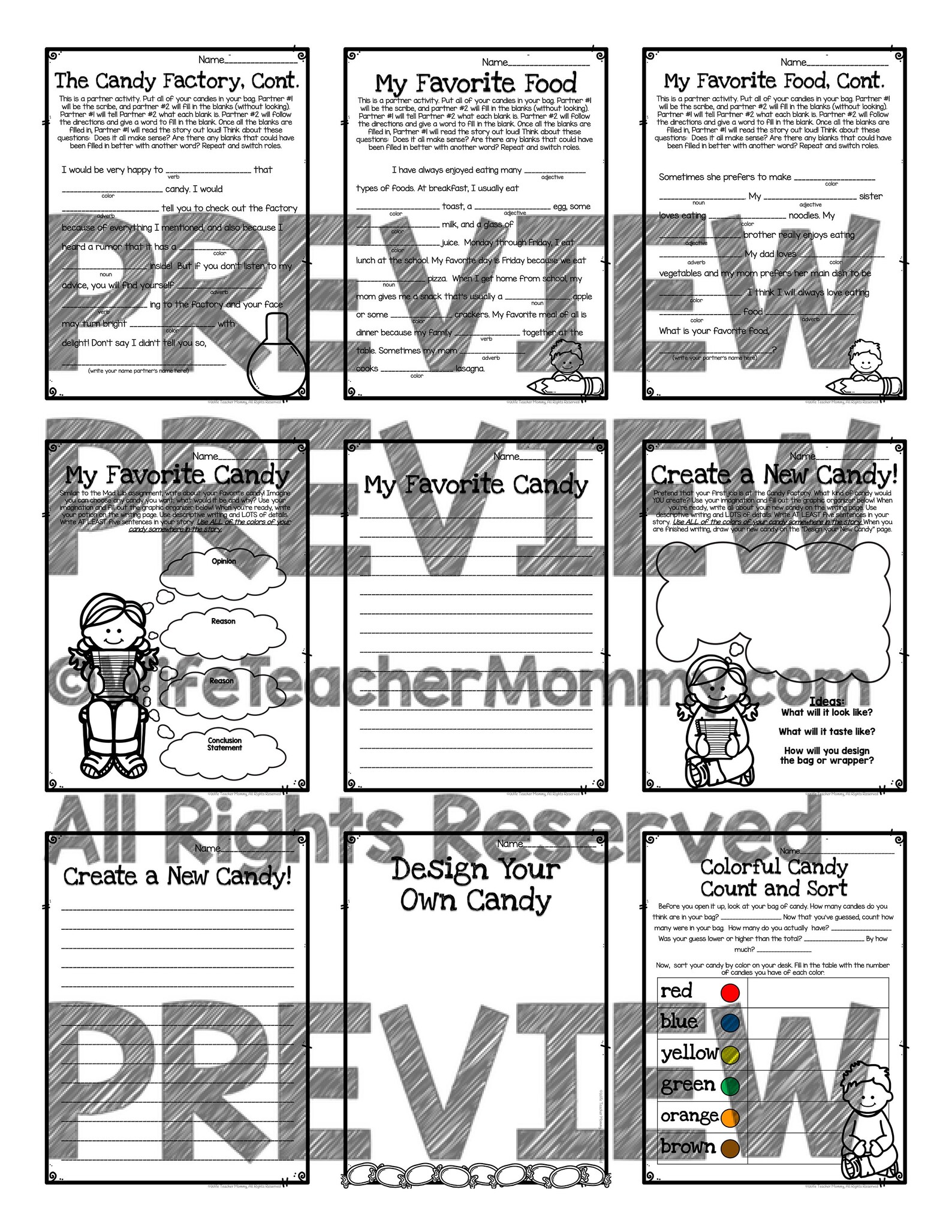 Colorful Candy Math & More Activities for 3rd 4th and 5th - Etsy