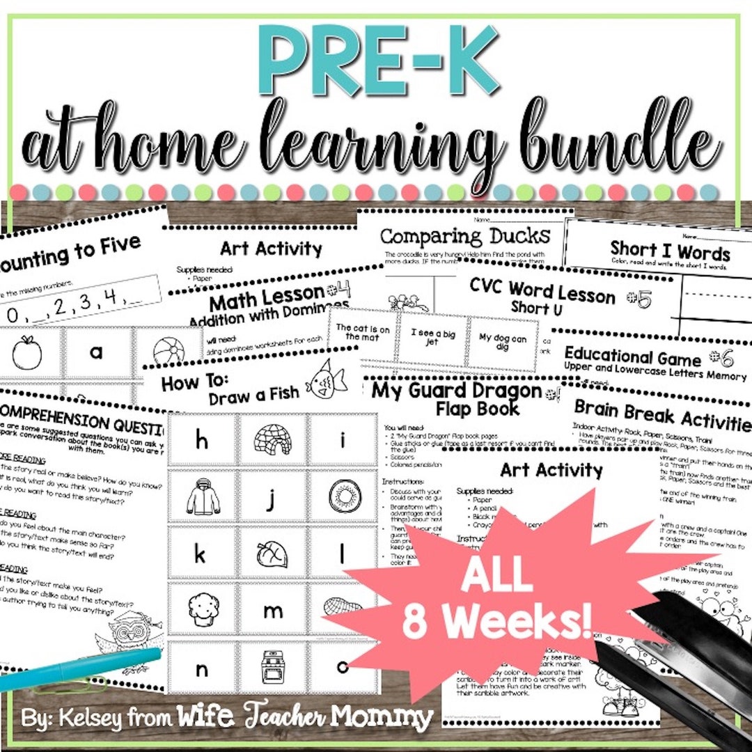 Pre-k at Home Learning Activities Bundle - Etsy