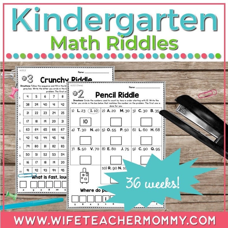 36 Weeks of Math Riddles for Kindergarten - Etsy