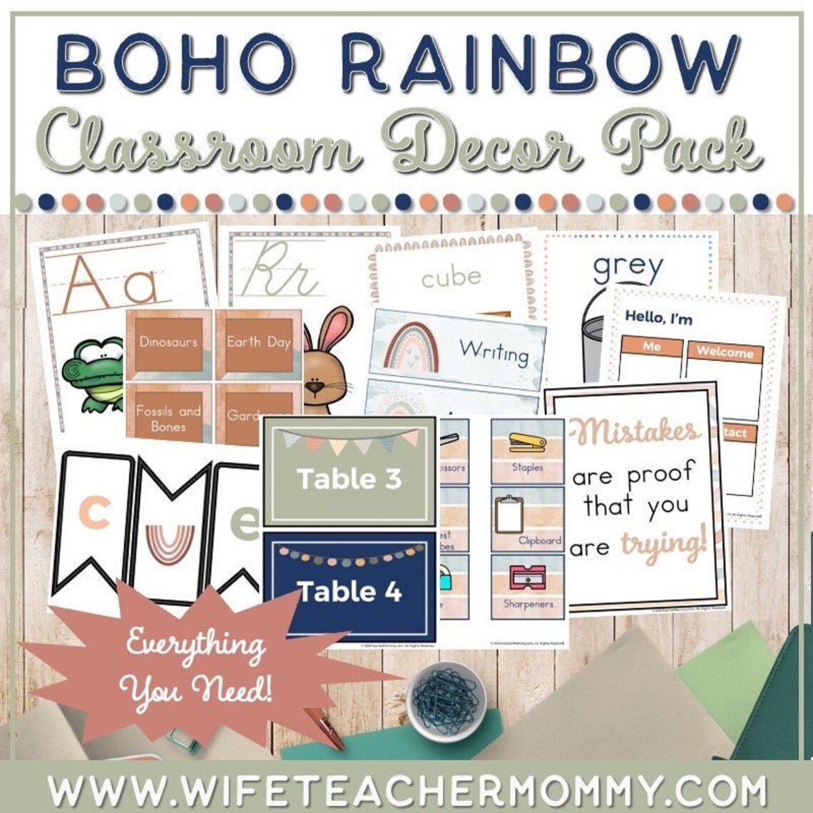 Boho Rainbow Classroom Decor Pack - Etsy