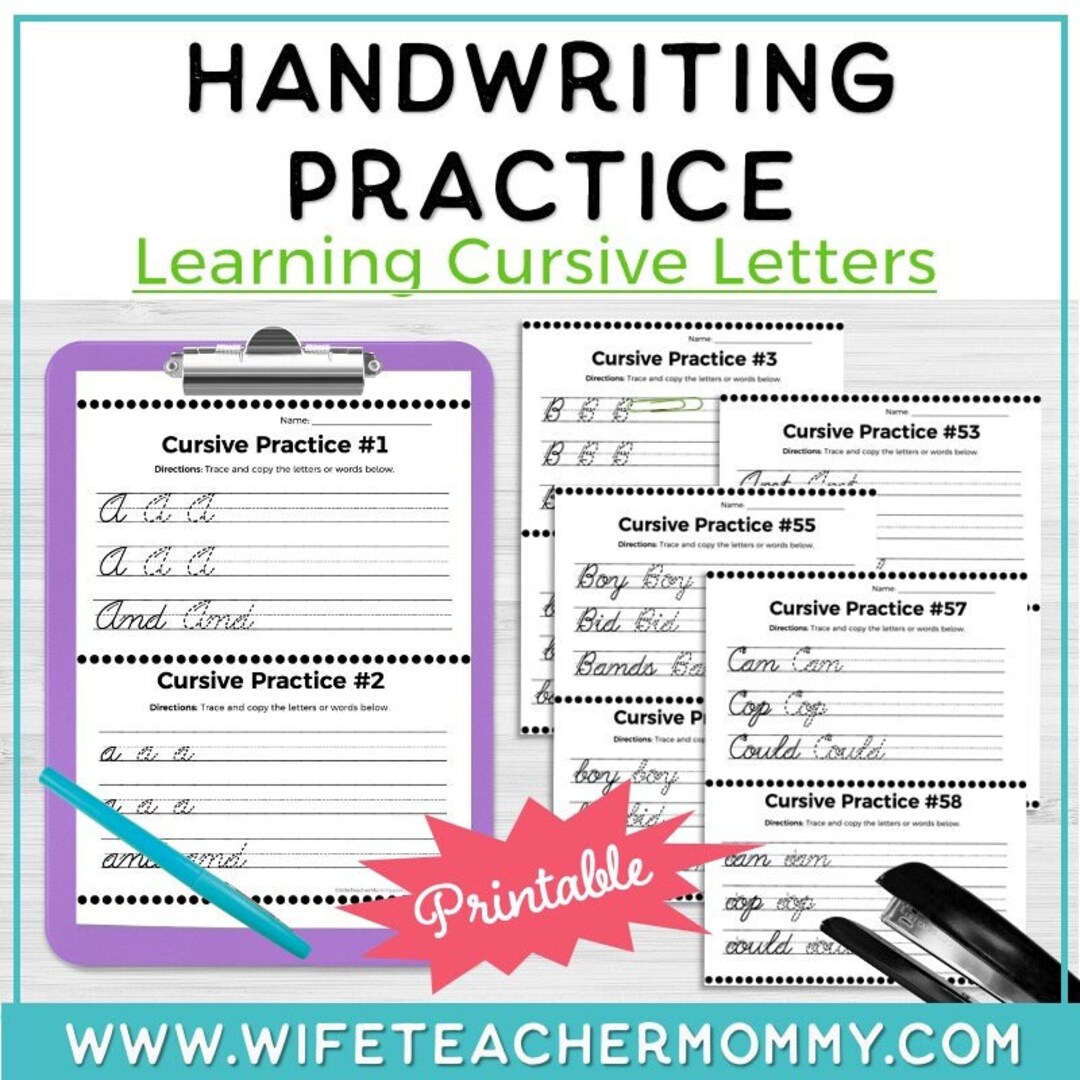 Handwriting Practice: Learning Cursive Letters - Etsy