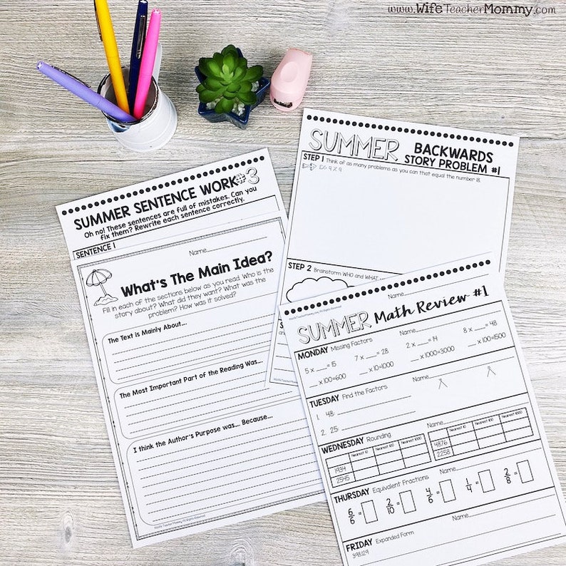 4th Grade Summer Review Packet for Summer Learning - Etsy