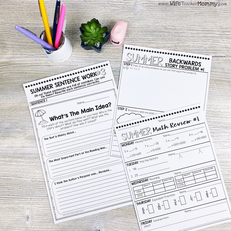 4th Grade Summer Review Packet for Summer Learning - Etsy