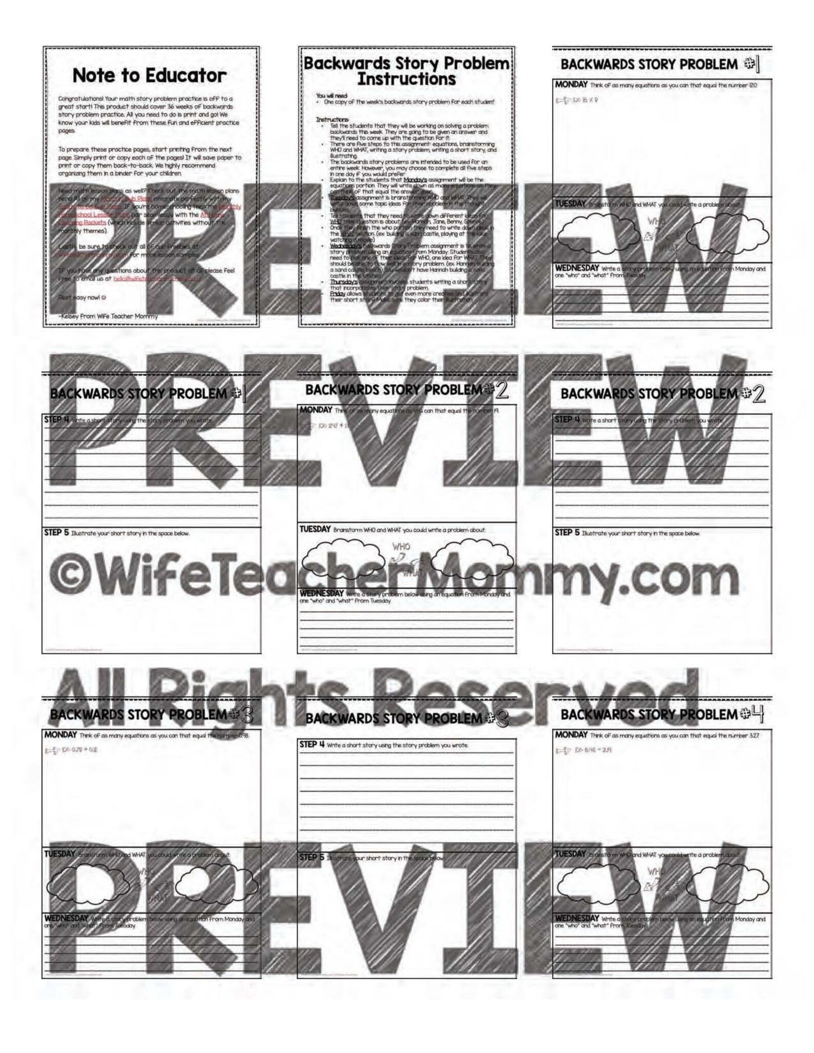 36 Weeks of Backwards Story Problems for 6th Grade - Etsy