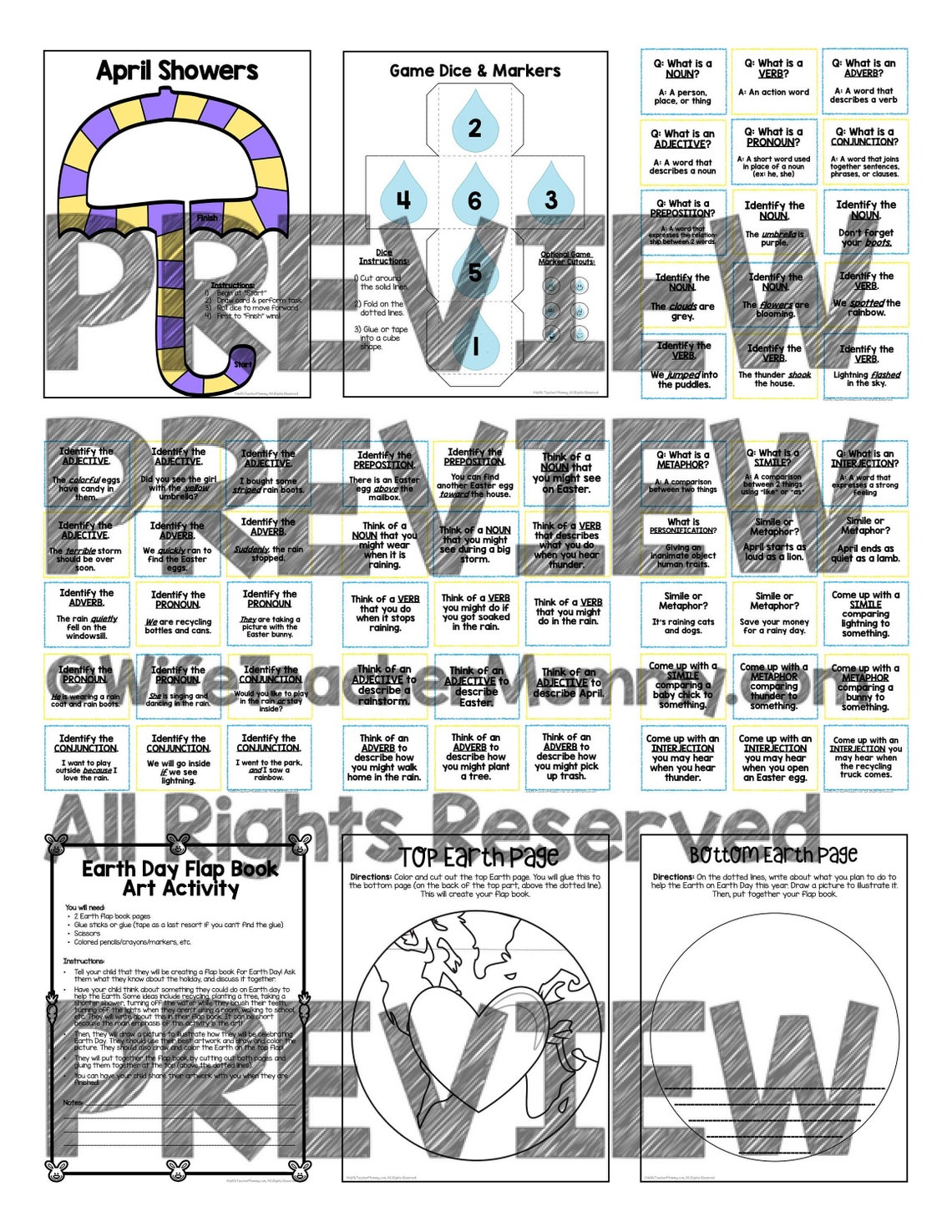 April Homeschool Lessons for 3rd and 4th Grades Language Arts - Etsy