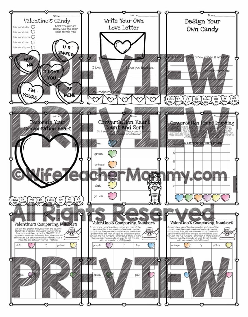 Valentine's Day Candy Heart Math & More for Pre-k and - Etsy
