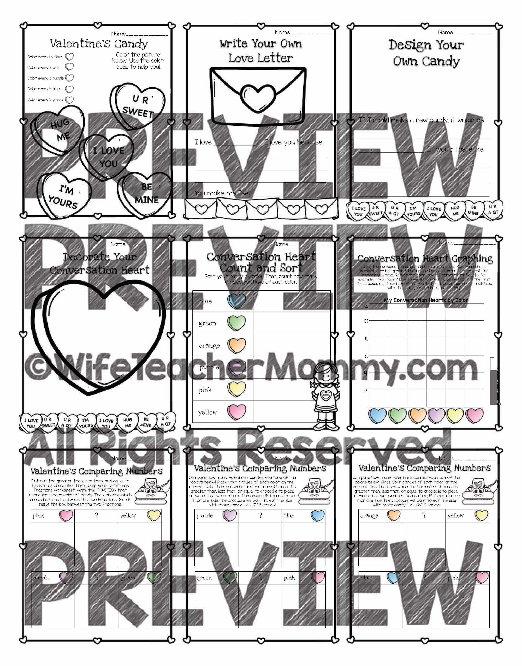 Valentine's Day Candy Heart Math & More for Pre-k and - Etsy