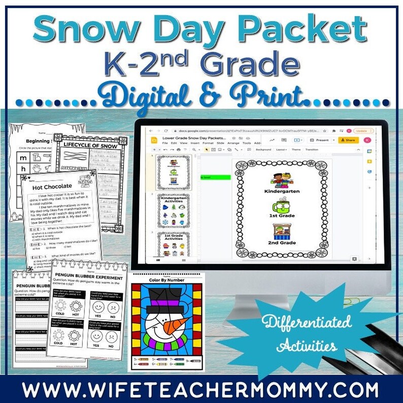 Lower Grade Snow Day Packet PRINT and DIGITAL VERSIONS - Etsy