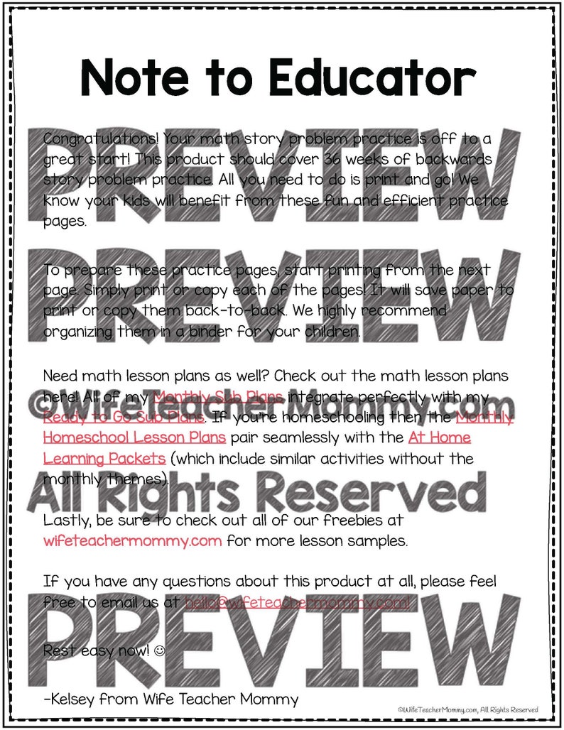 36 Weeks of Backwards Story Problems for 6th Grade - Etsy