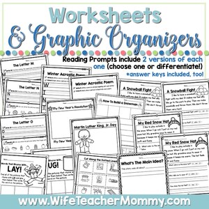 January Homeschool Lessons Kindergarten Math & Language Arts Mini ...