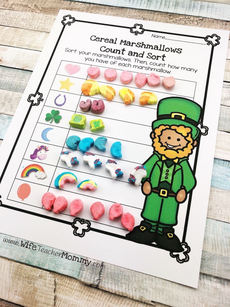 St. Patrick's Day Cereal Marshmallow Math & More for Pre-k | Etsy
