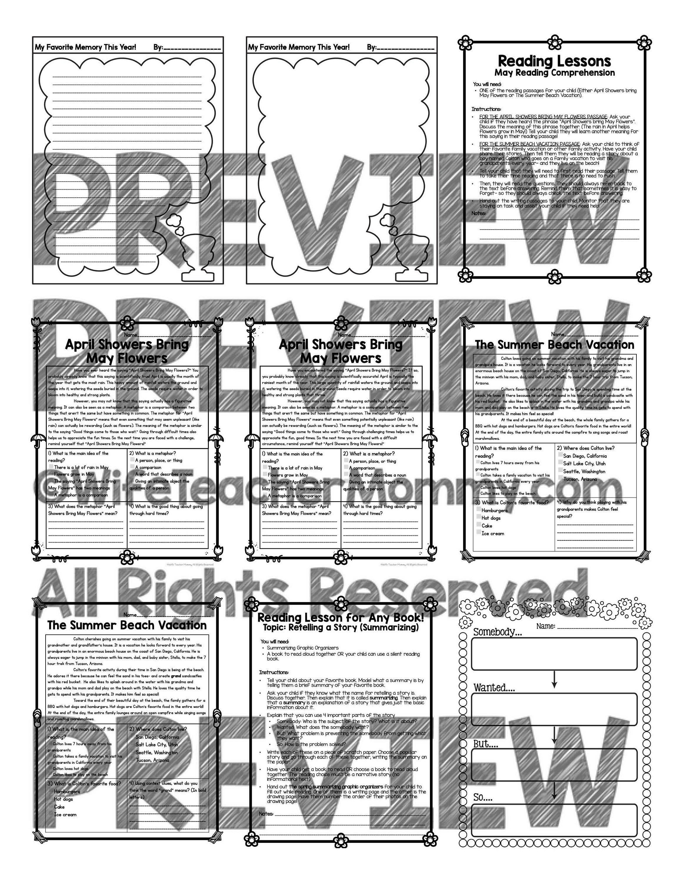 May Homeschool Lessons for 5th and 6th Grades Language Arts - Etsy