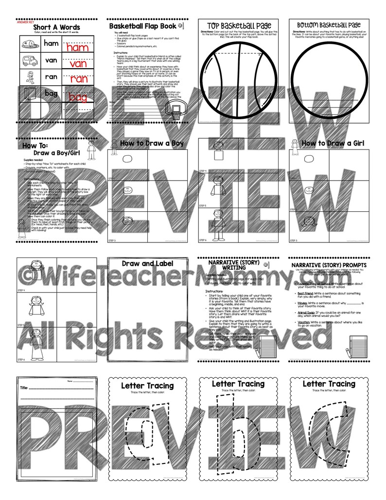 Pre-k at Home Learning Activities Week 1 | Etsy