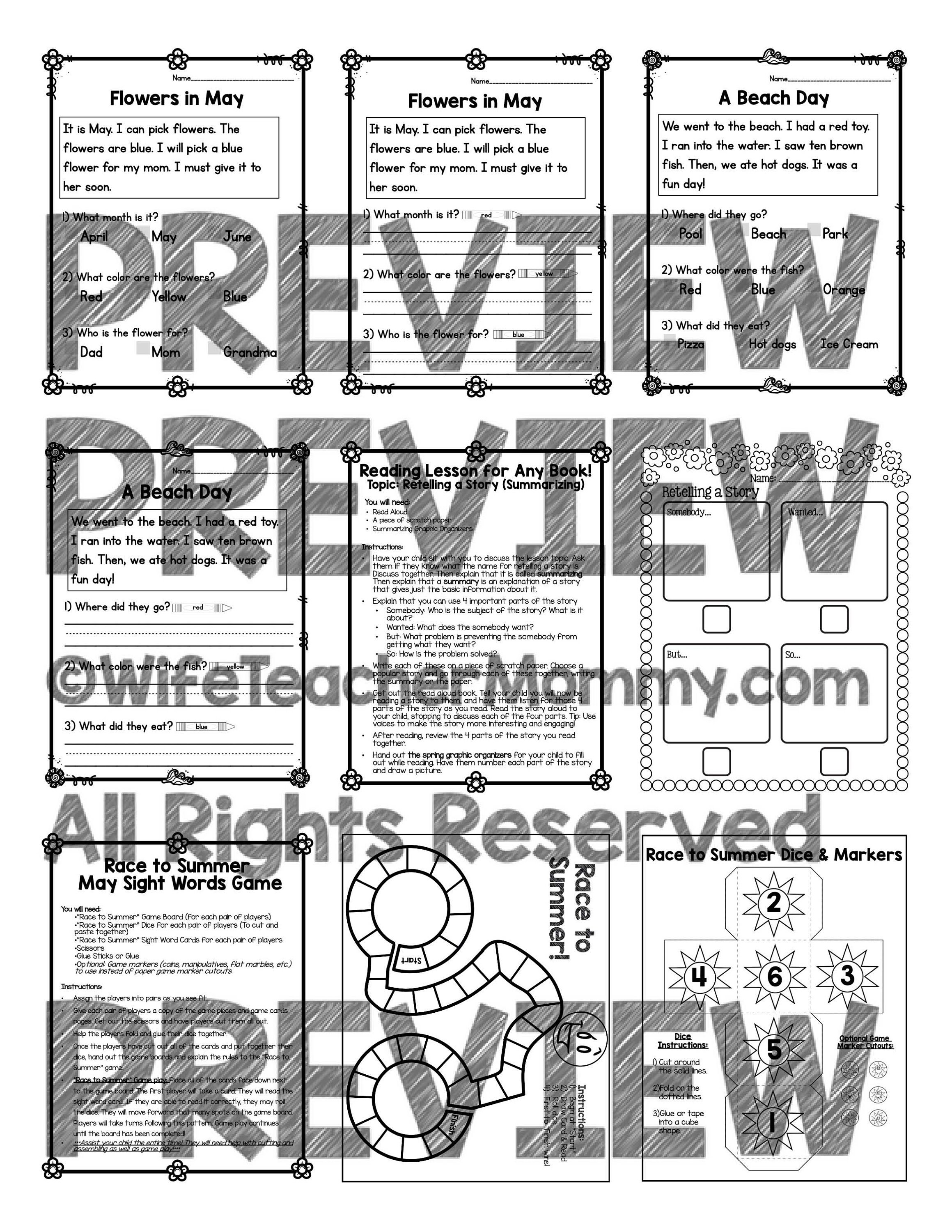 May Homeschool Lessons for Kindergarten Language Arts - Etsy