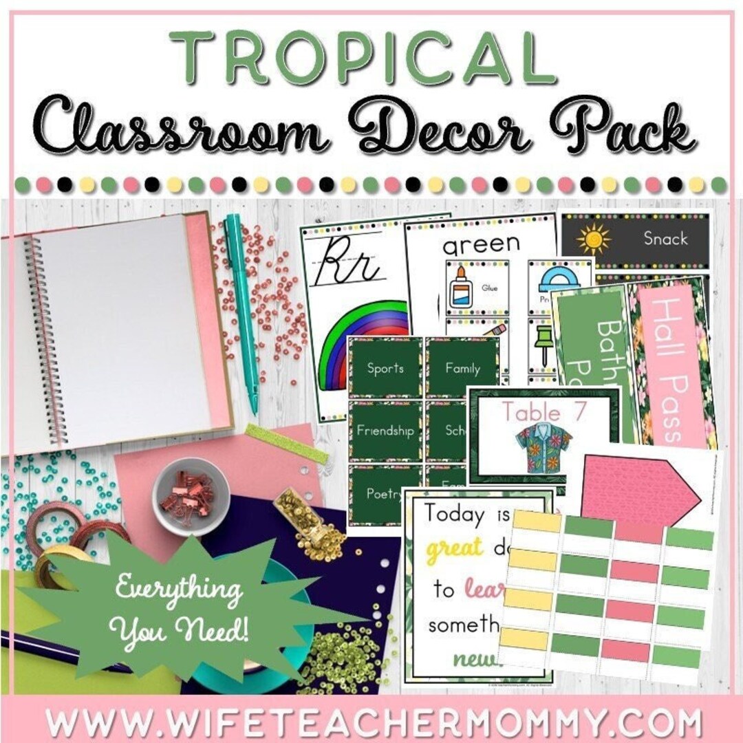 Tropical Classroom Decor Pack - Etsy