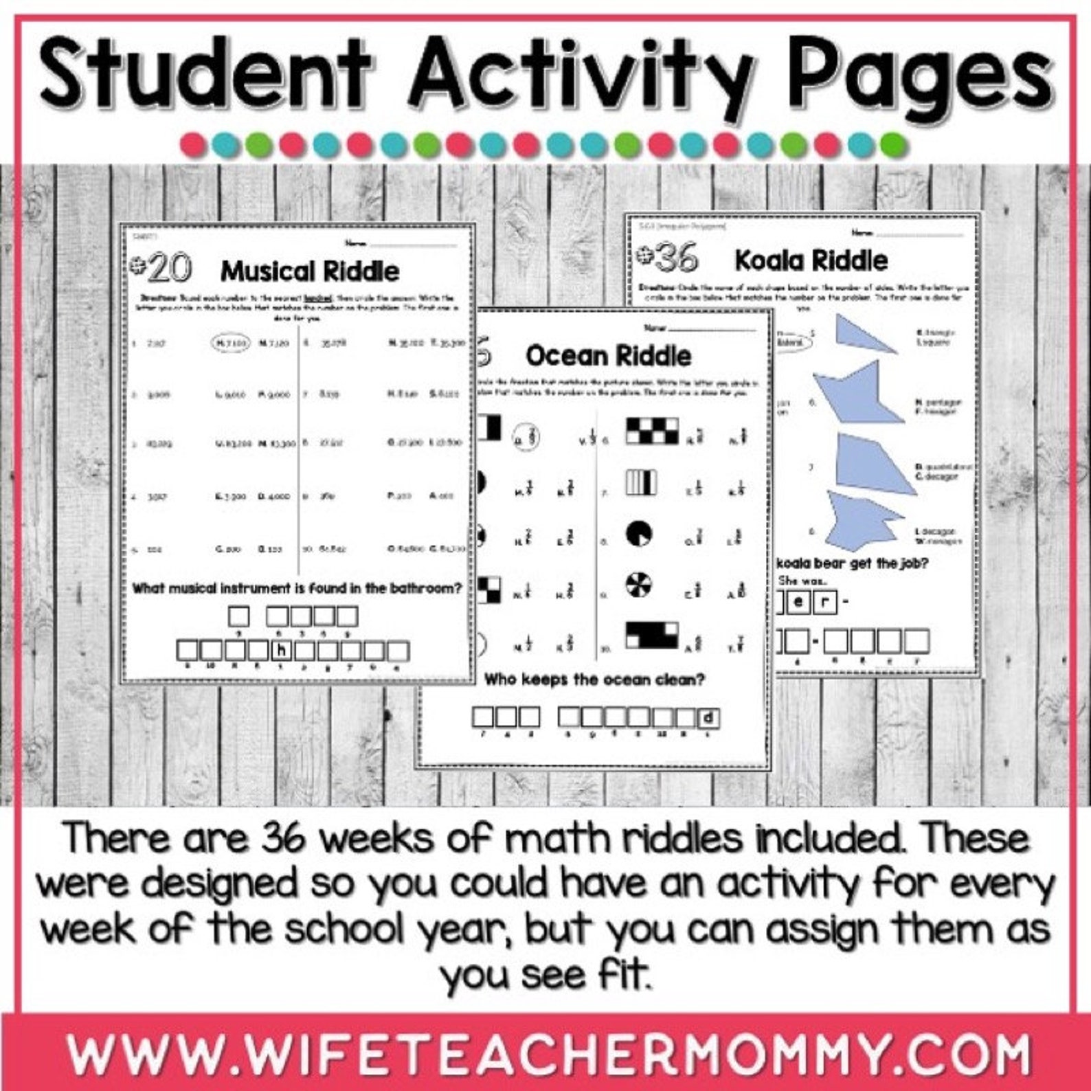 36 Weeks of Math Riddles for 3rd Grade | Etsy
