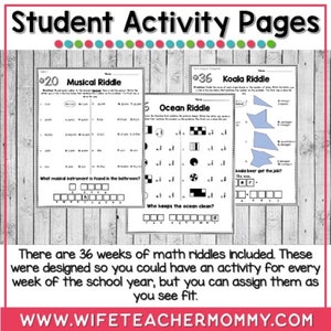 36 Weeks of Math Riddles for 3rd Grade - Etsy