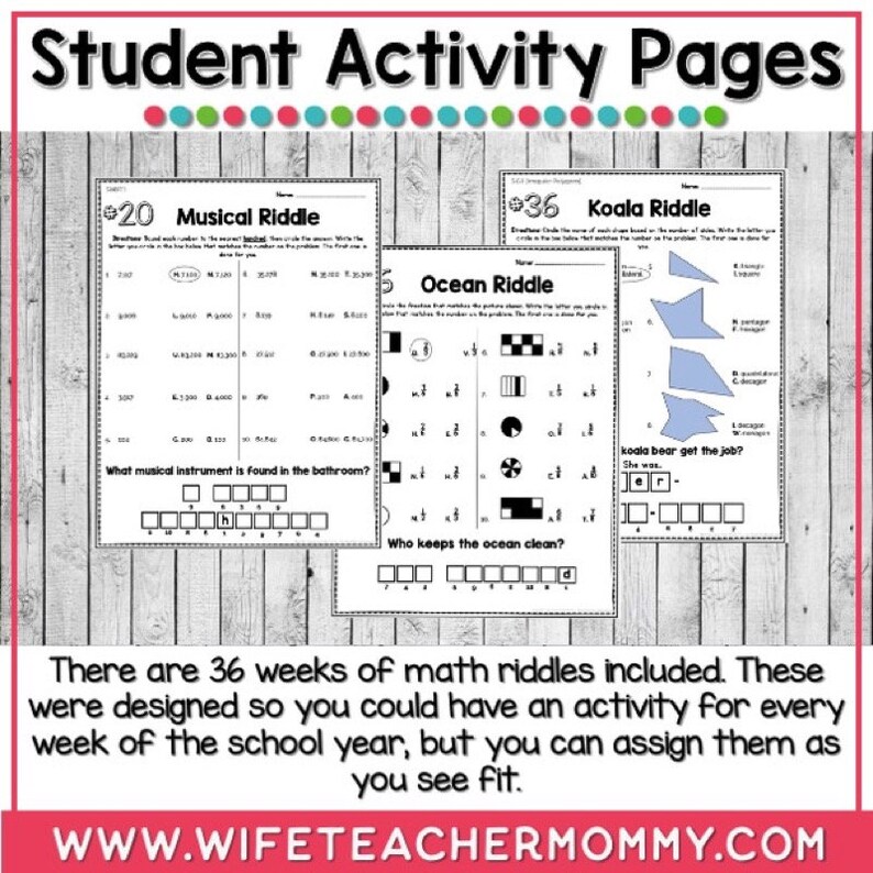 36 Weeks of Math Riddles for 3rd Grade - Etsy