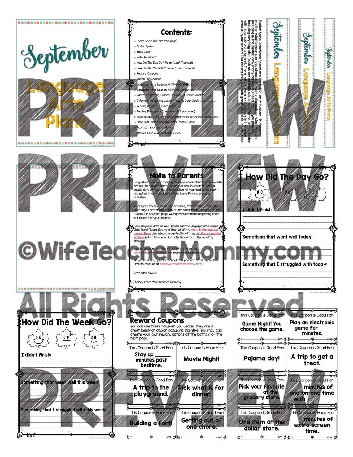 September Homeschool Lessons for 1st and 2nd Grades Language | Etsy