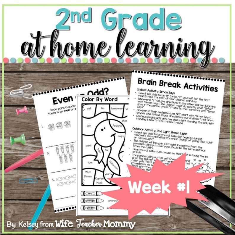 2nd Grade at Home Learning Activities Week 1 | Etsy