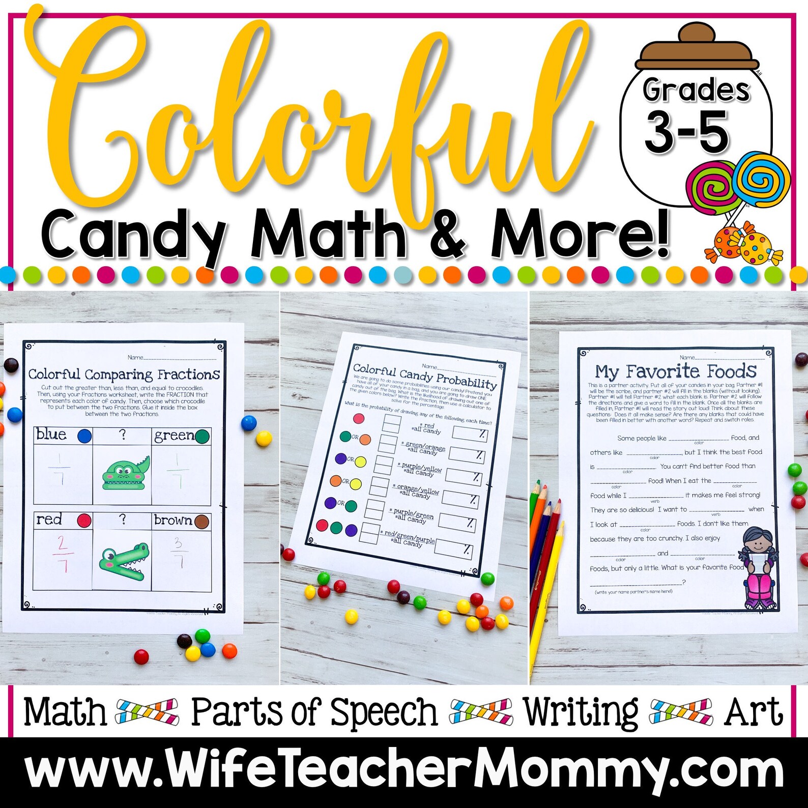 Colorful Candy Math & More Activities for 3rd 4th and 5th - Etsy