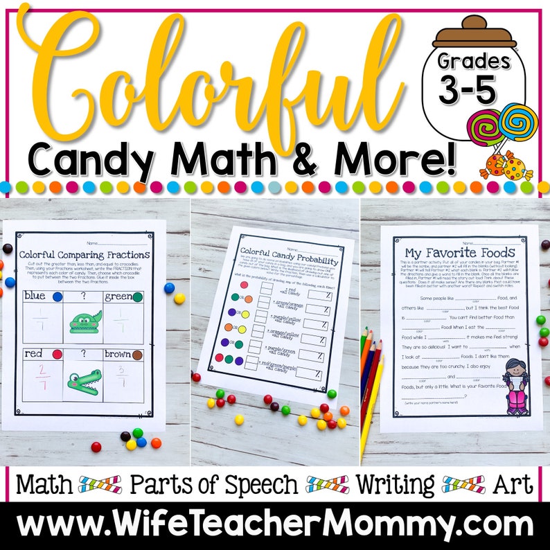 Colorful Candy Math & More Activities for 3rd 4th and 5th - Etsy