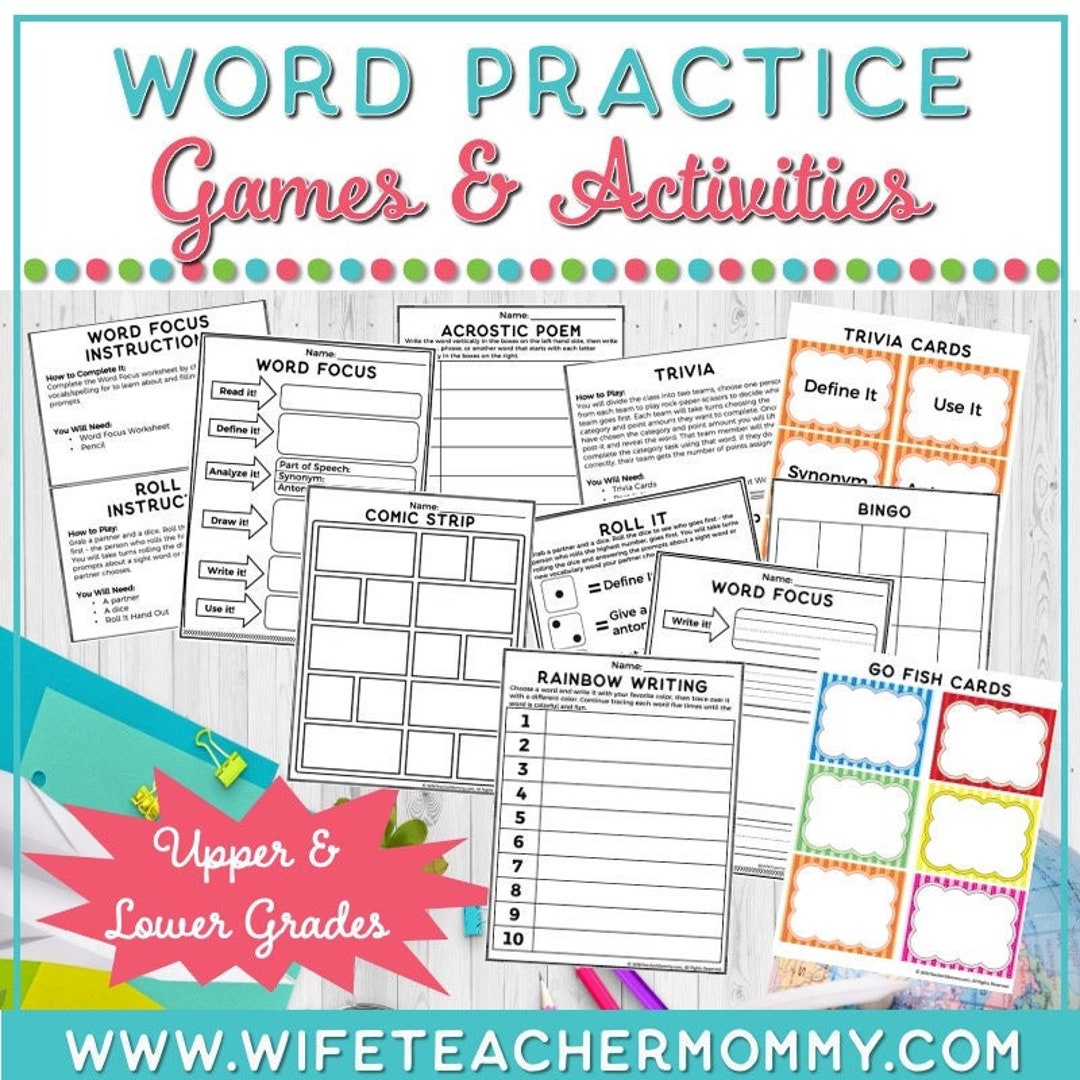 Spelling Word Games for Lower and Upper Grades - Etsy