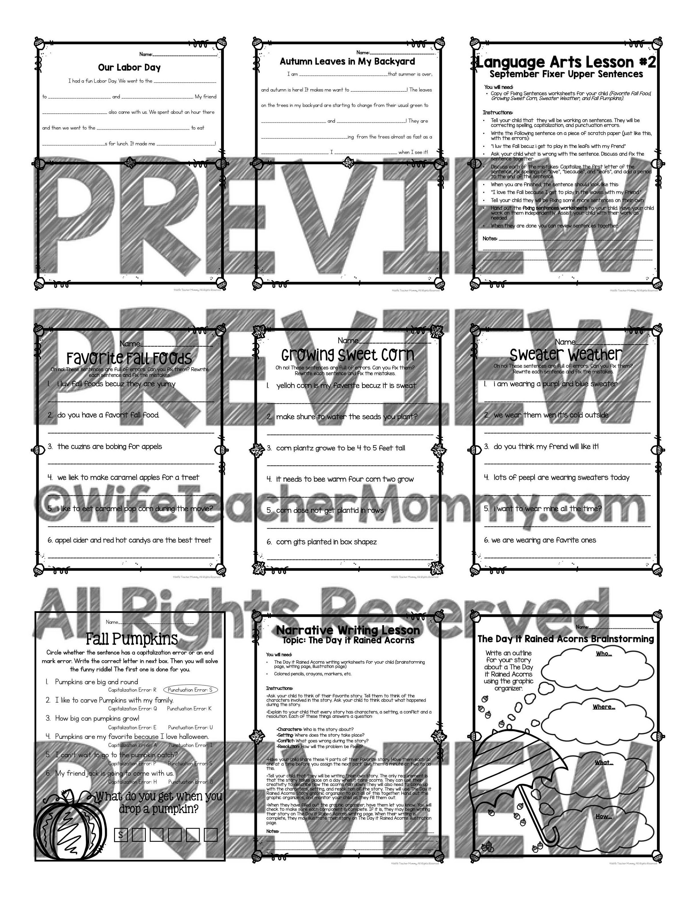 September Homeschool Lessons for 1st and 2nd Grades Language | Etsy