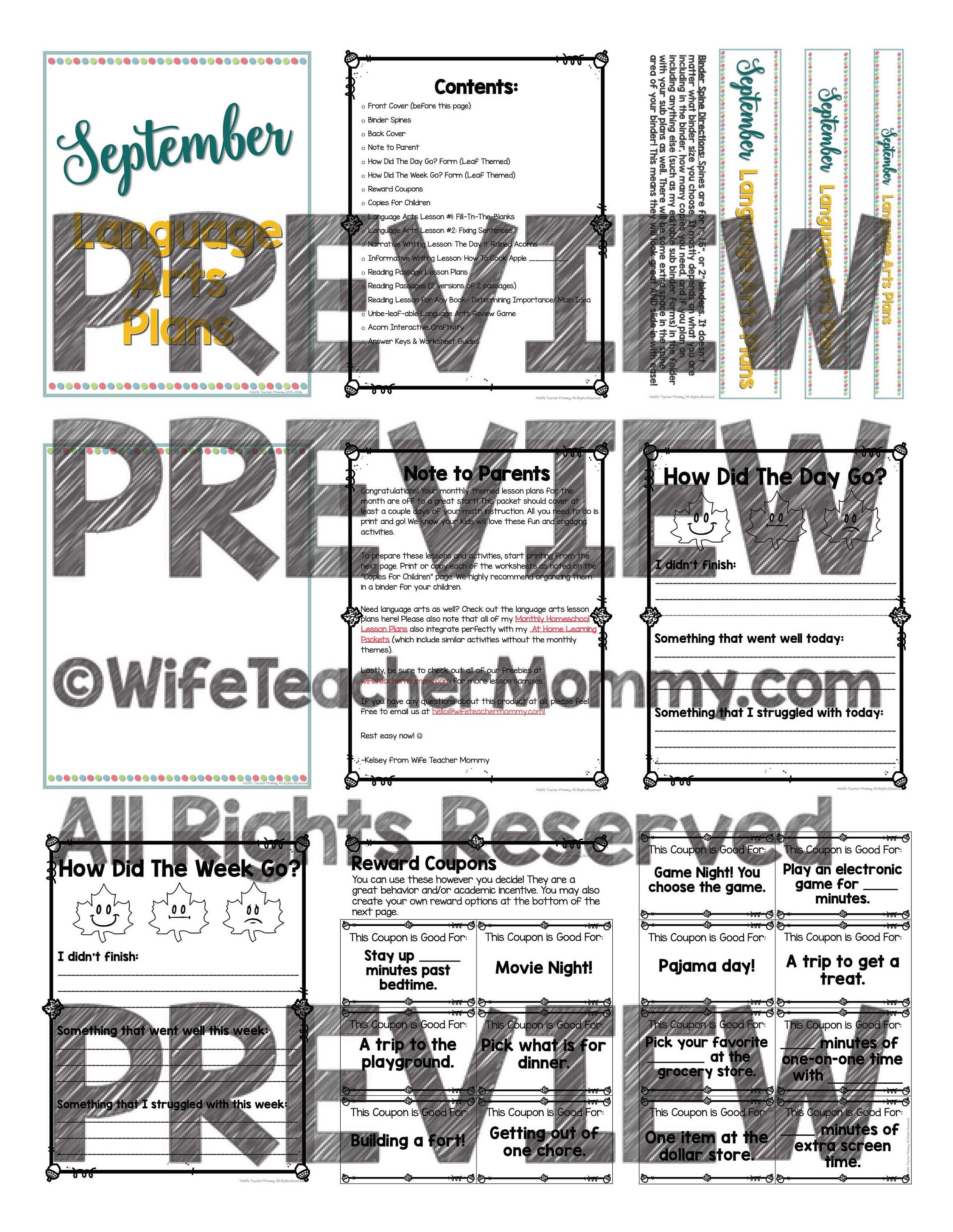 September Homeschool Lessons for 3rd and 4th Grades Language Arts - Etsy