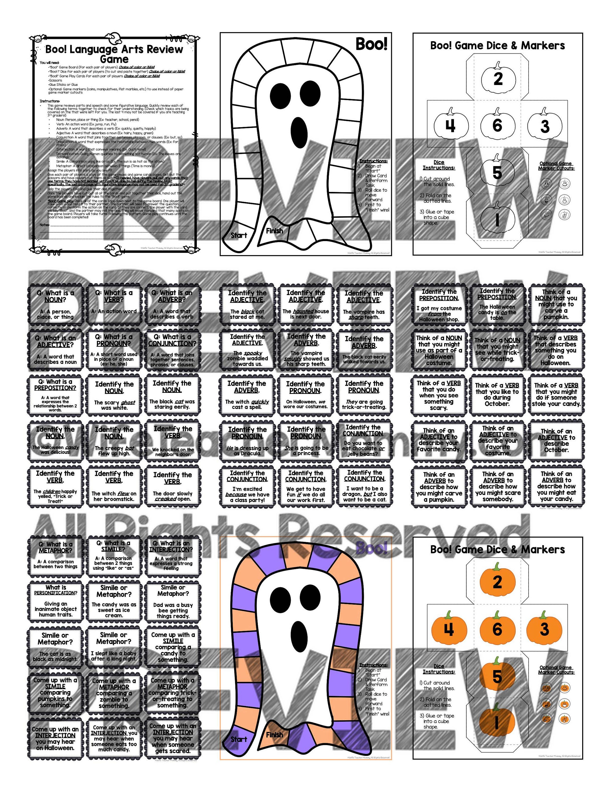 October Homeschool Lessons for 3rd and 4th Grades Language Arts - Etsy